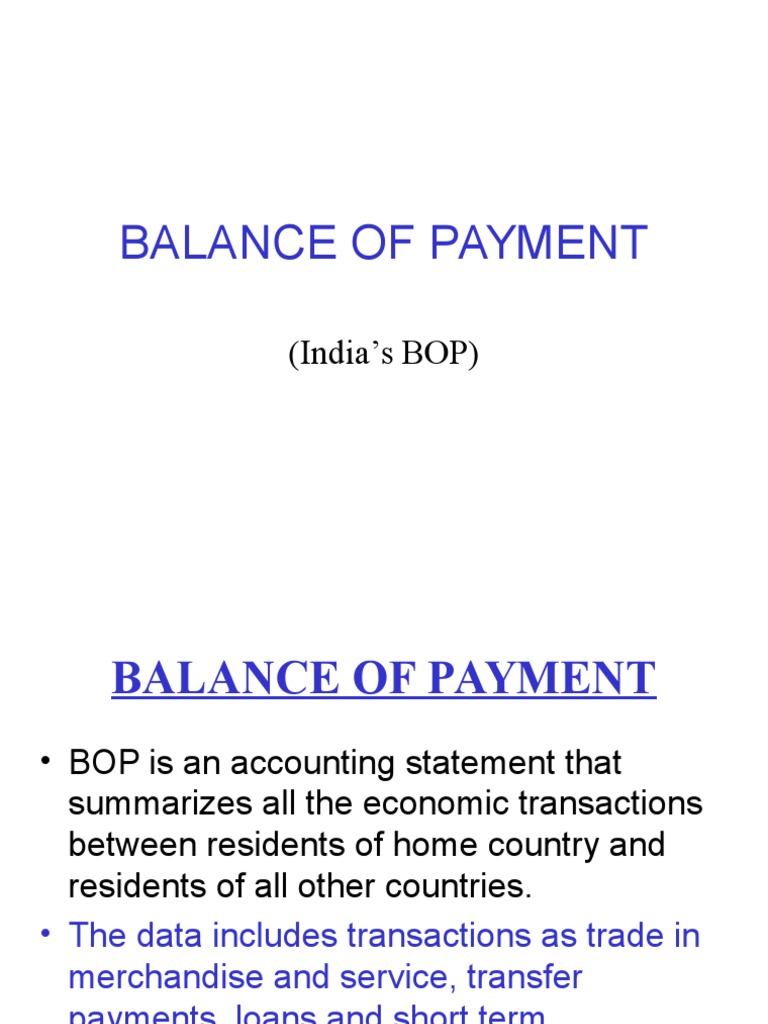 Balance of Payment: (India's BOP) | PDF | Current Account | Balance Of ...