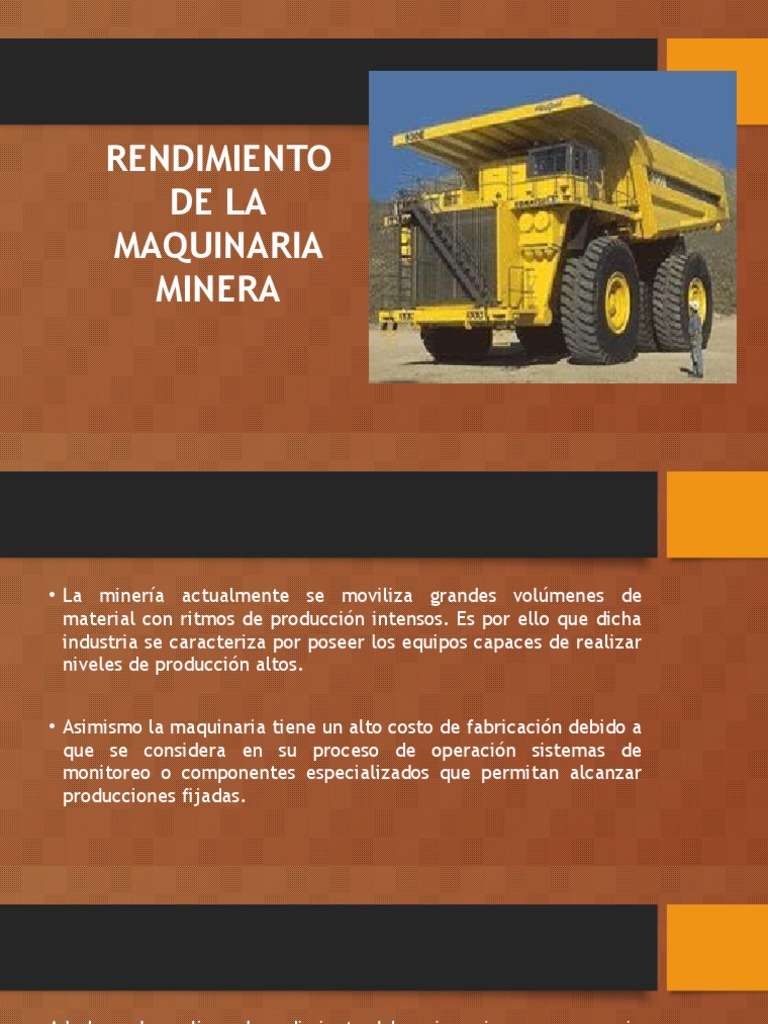 Clase N9 Cálculo de Rendimientos de Maquinaria | PDF | Minería | Industrias