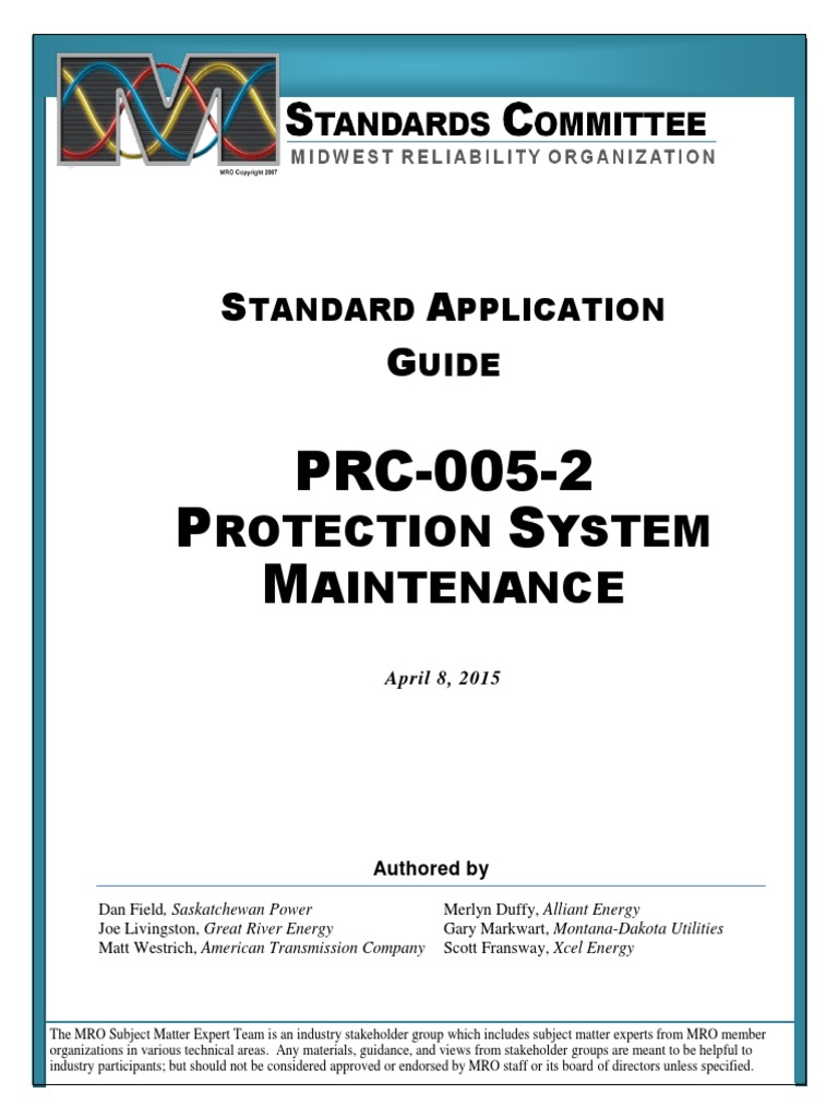 PRC-005-2 Standard Application Guide | PDF | Communications System | Relay
