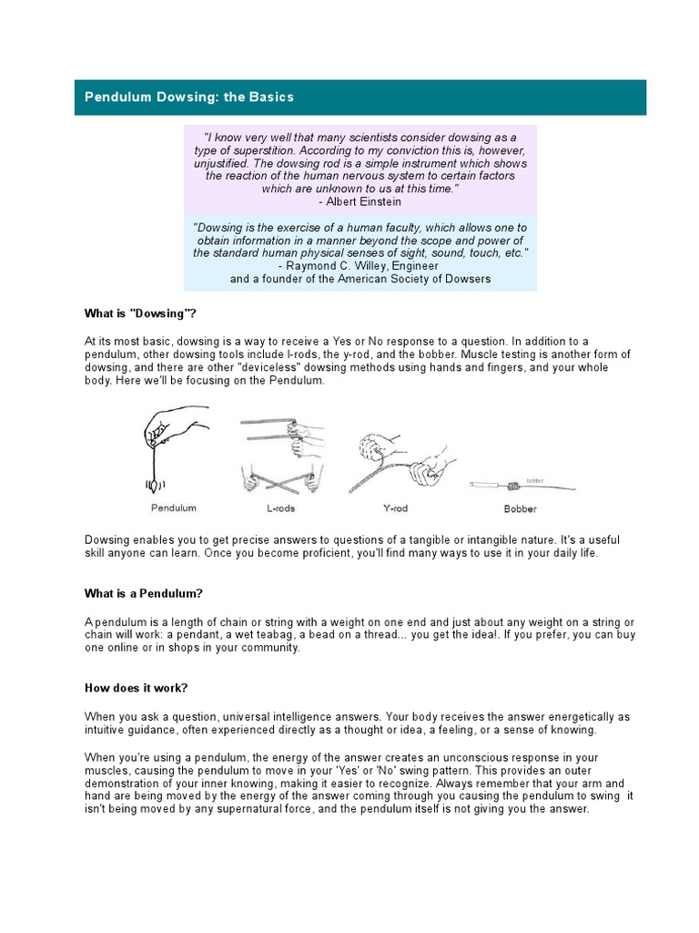 Pendulum Dowsing Pdf Dowsing Pendulum
