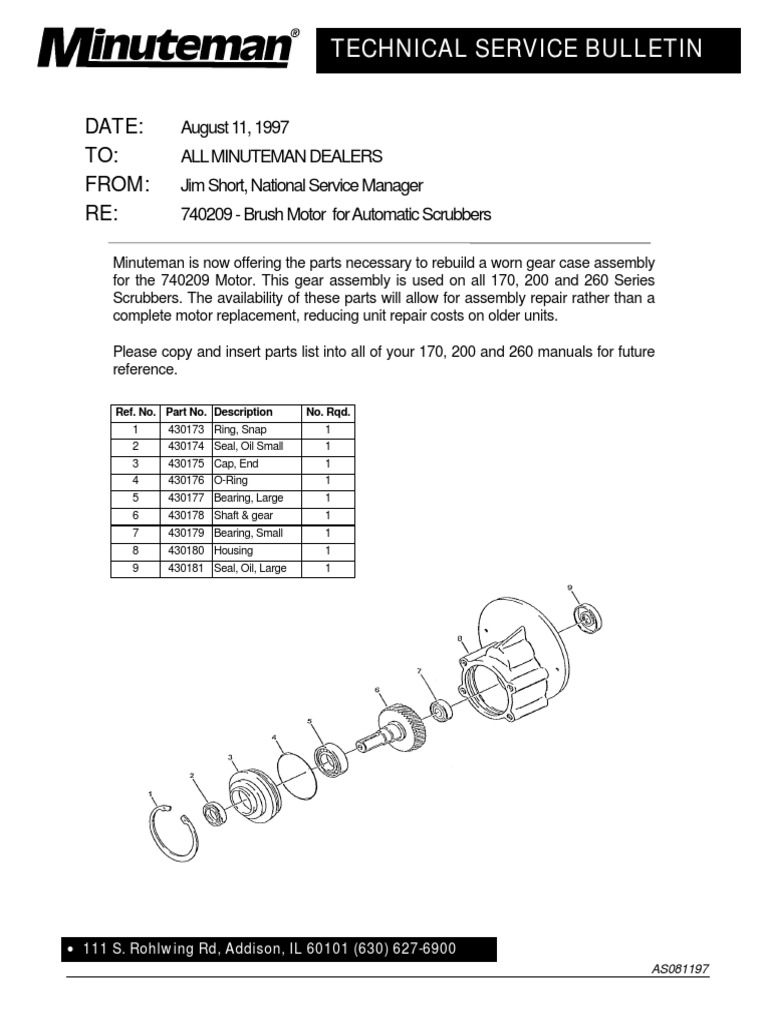 Minuteman Scrubber Motor Repair Parts Guide Pdf