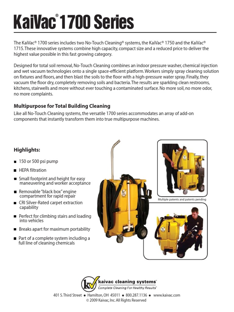 Kaivac 1700 Series: Multipurpose For Total Building Cleaning | PDF
