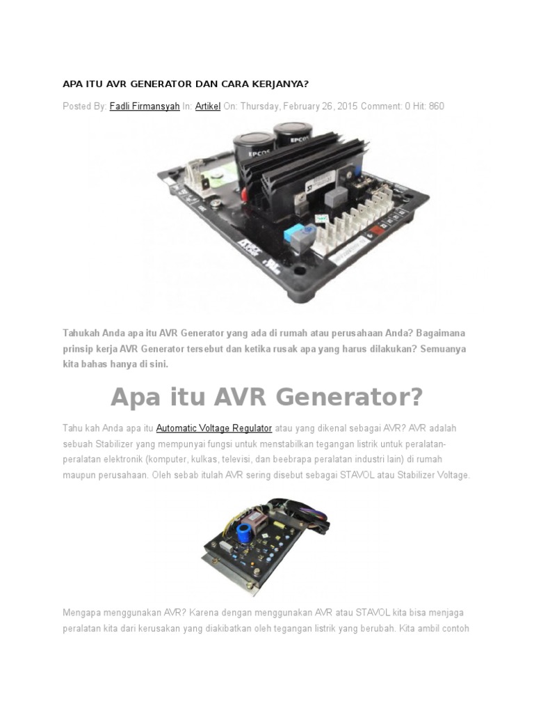 Apa Itu Avr Generator Dan Cara Kerjanya | PDF