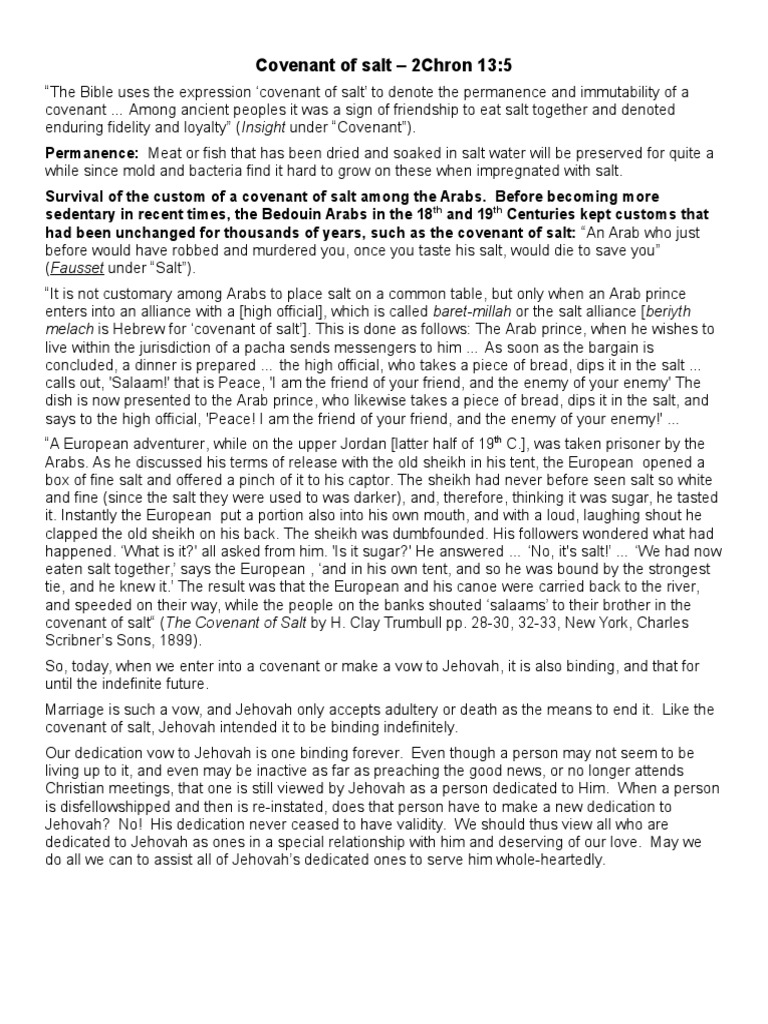 Covenant of Salt | Salt | Covenant (Biblical)