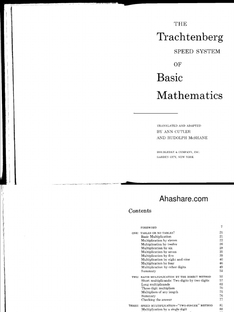 The Trachtenberg Speed System of Basic Mathematics PDF | PDF
