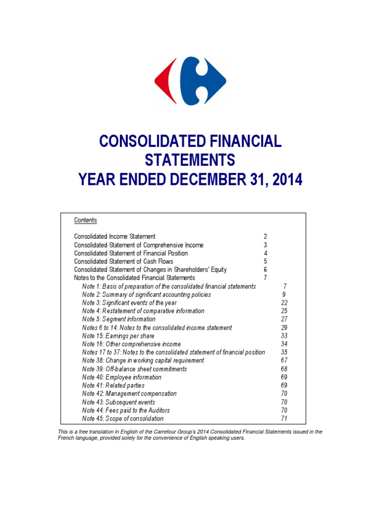 2014 IFRS Financial Statements Def Carrefour | PDF | Goodwill ...