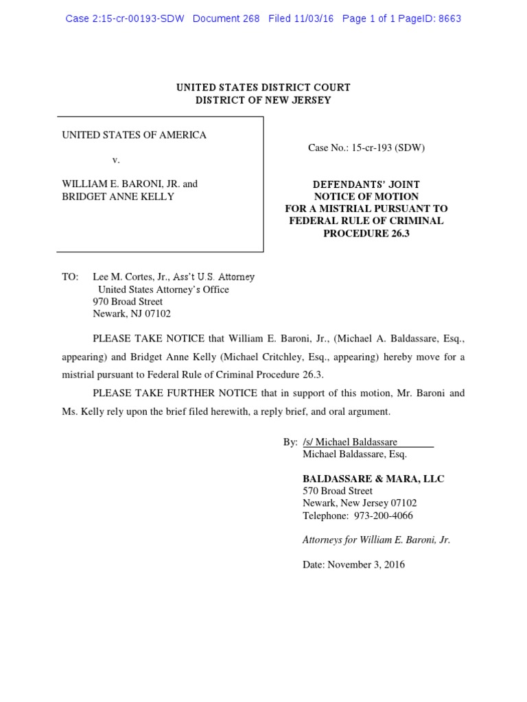 Defendant's Joint Motion For Mistrial | PDF | Politics | Social Science