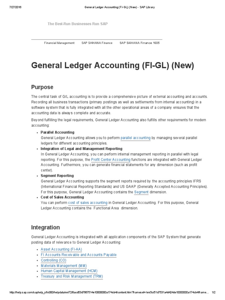 General Ledger Accounting (FI-GL) (New) - SAP Library | PDF ...