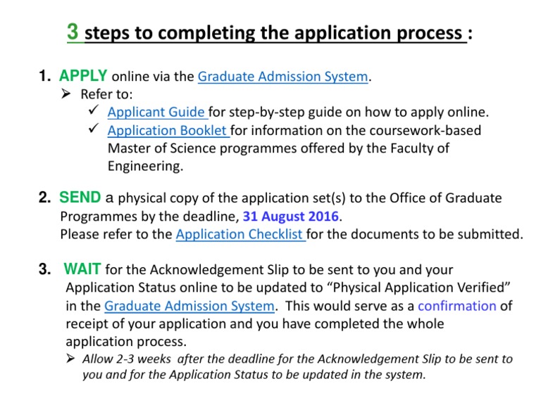 Steps To Completing The Application Process:: Graduate Admission System ...