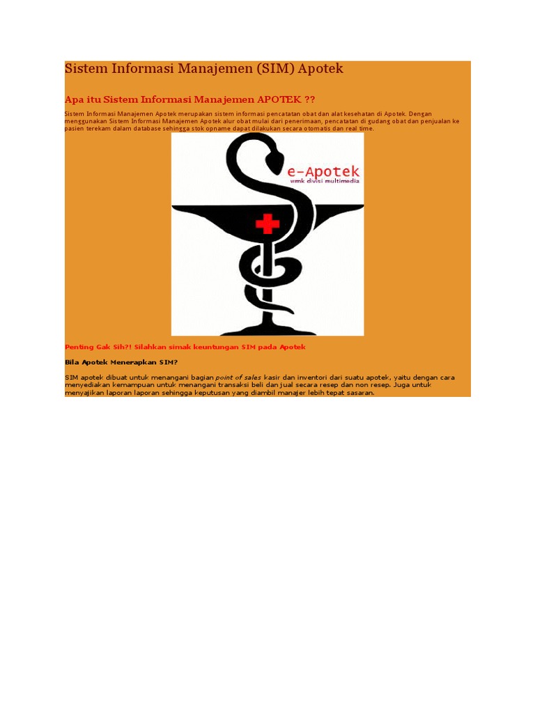 Sistem Informasi Manajemen Apotek | PDF
