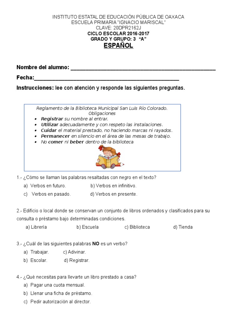 Examen para Tercer Grado | PDF | Hueso | Articulación