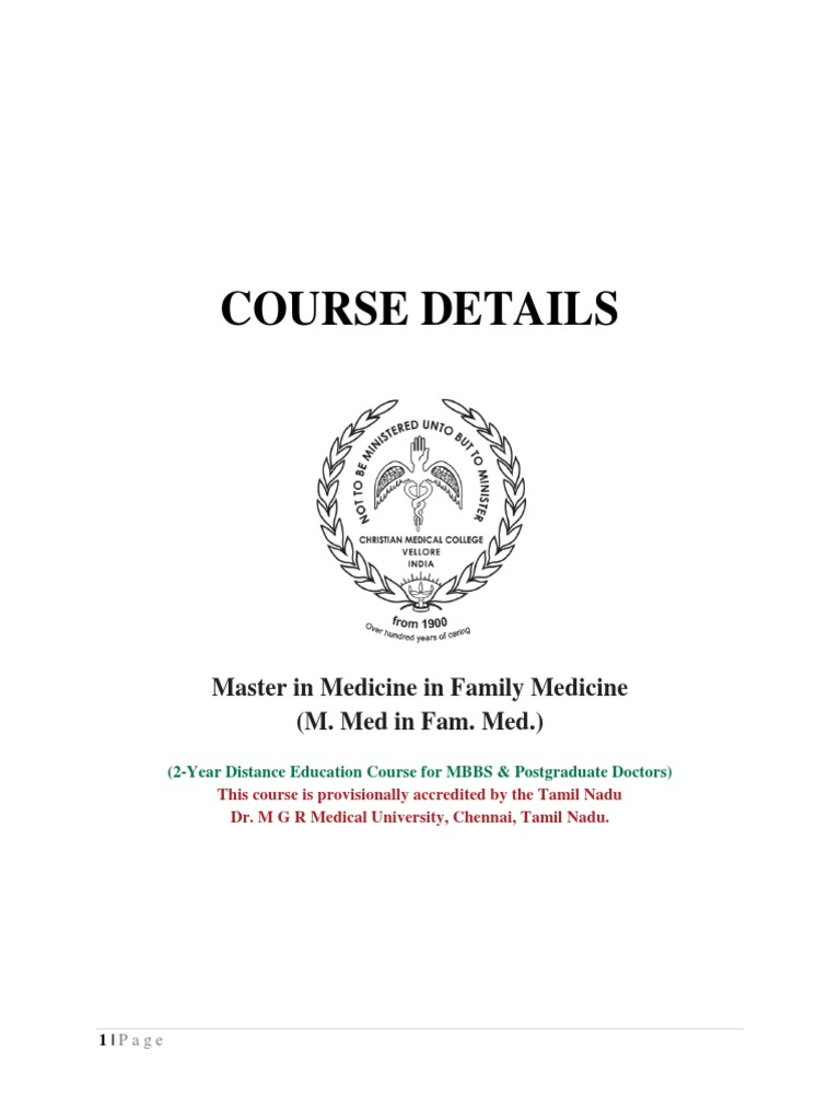 M.Med in Family Medicine Course Details | PDF