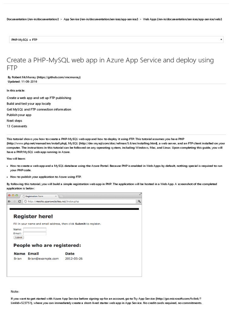 Create A Php Mysql Web App In Azure App Service And Deploy Using Ftp A2 Slot Prj Deployment