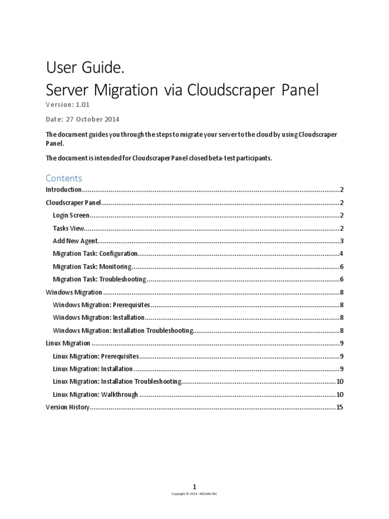 Cloudscraper Migration Users Guide-1 | PDF | Installation (Computer ...