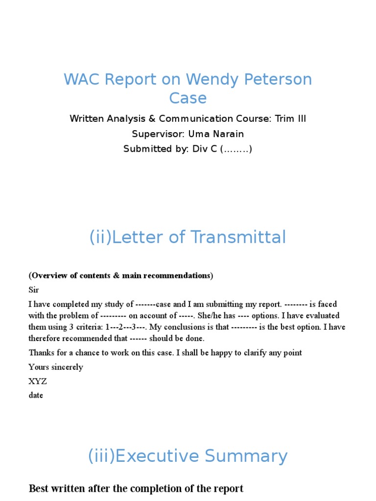 Wendy Peterson WAC Report | PDF | Critical Thinking | Evaluation