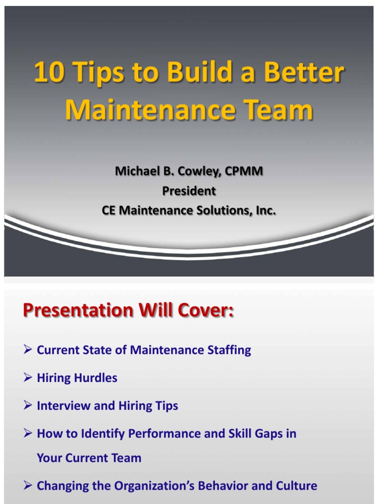 10 Tips To Build Better Maintenance Team | PDF | Résumé | Leadership