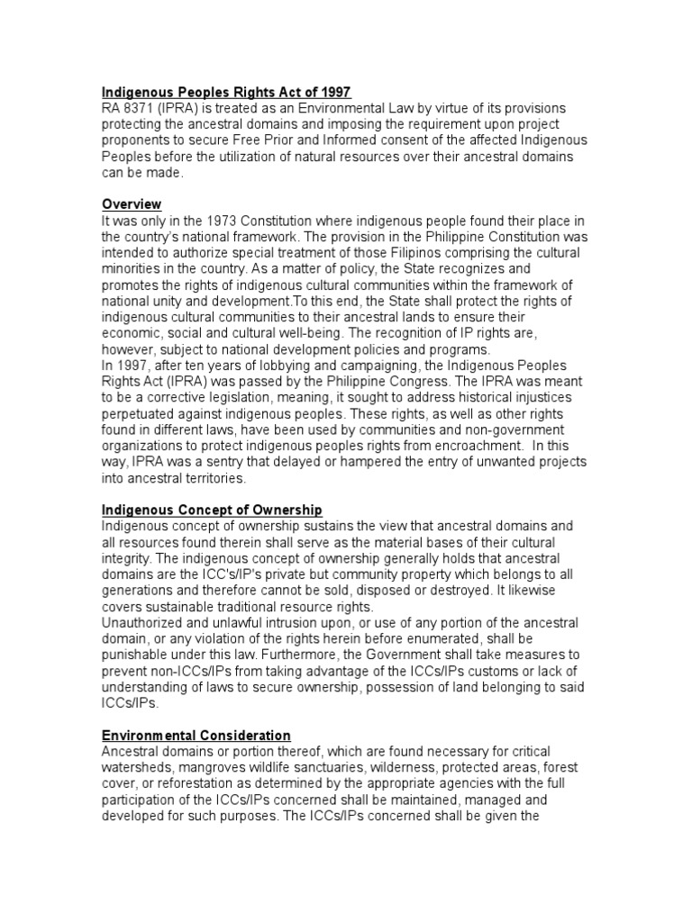 Indigenous Peoples Rights Act of 1997 | Download Free PDF | Indigenous ...