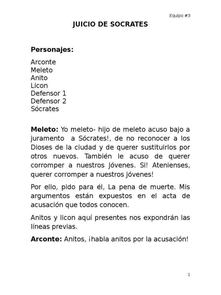 El Juicio de Socrates Guion Teatral | PDF | Sócrates | Verdad
