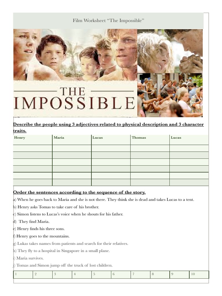 "The Impossible" - Worksheet | PDF