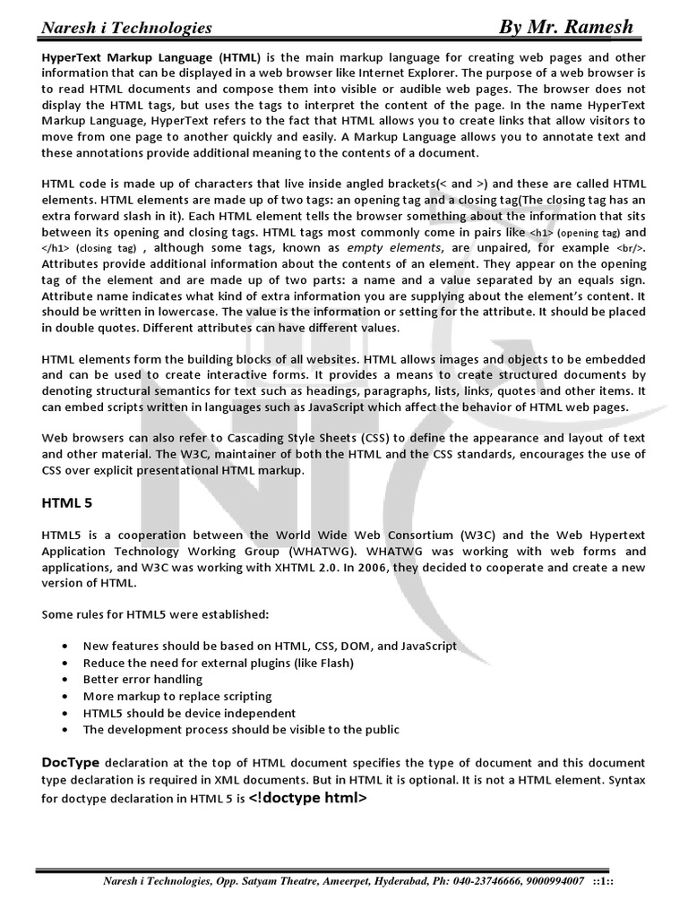 Html1 Pdf Pdf Html Element Html