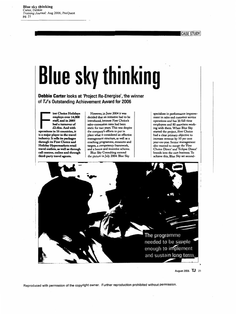 Blue Sky Thinking PDF | PDF