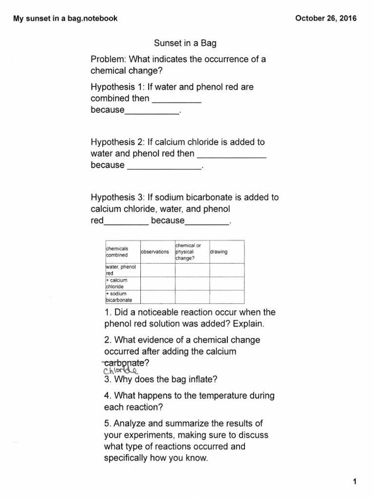 My Sunset in A Bag-Lab Sheet | PDF
