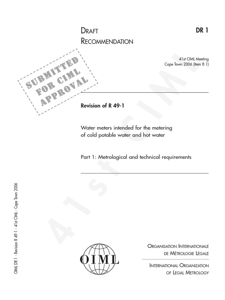 OIML R49-1 (Revision) | Flow Measurement | Electrical Engineering