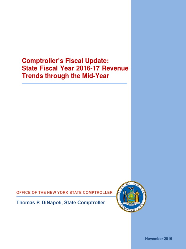 Comptroller's Fiscal Update: State Fiscal Year 2016-17 Revenue Trends ...