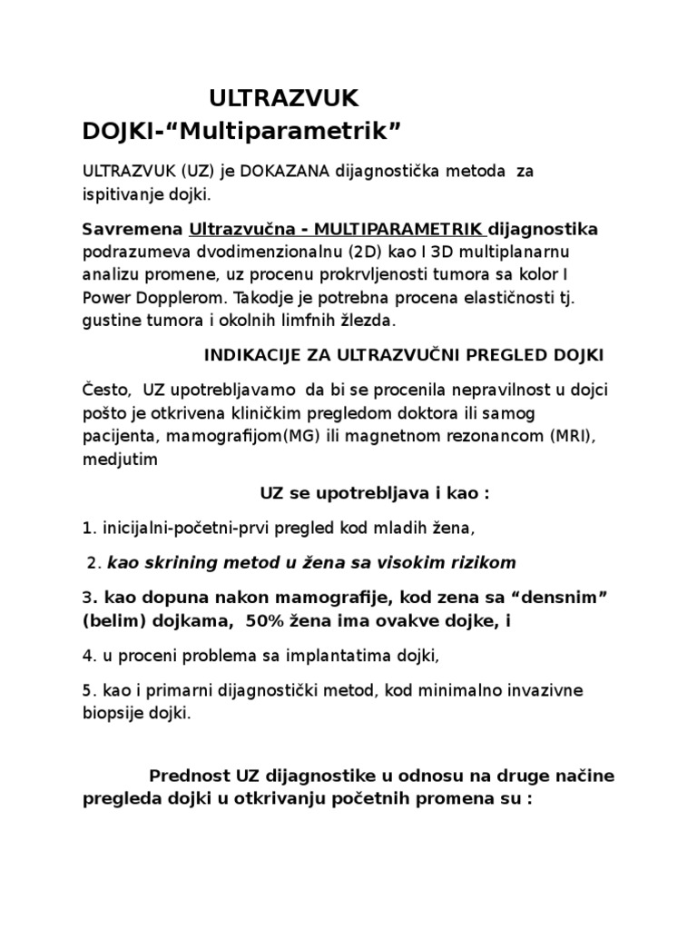 Ultrazvuk Dojki | PDF