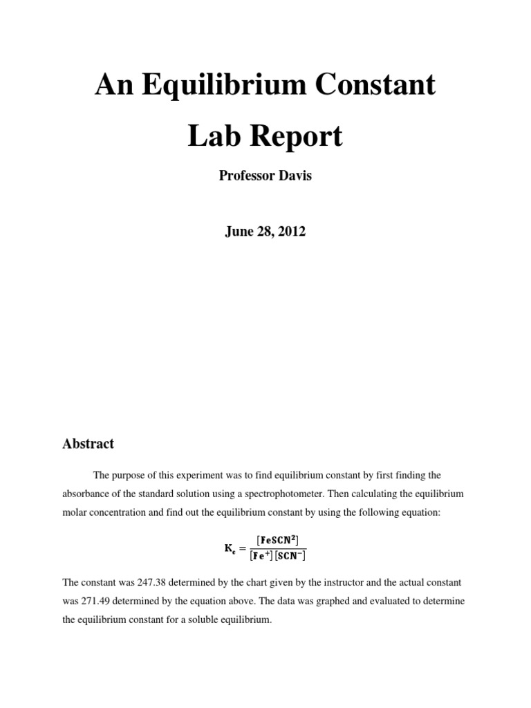 Equilibrium Constant Report Example 5 | PDF | Absorption Spectroscopy ... Equilibrium Constant Report Example 5 | PDF | Absorption Spectroscopy ...