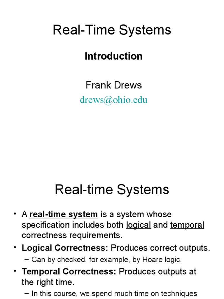 Real-Time Systems: Frank Drews | PDF | Real Time Computing | Scheduling (Computing)