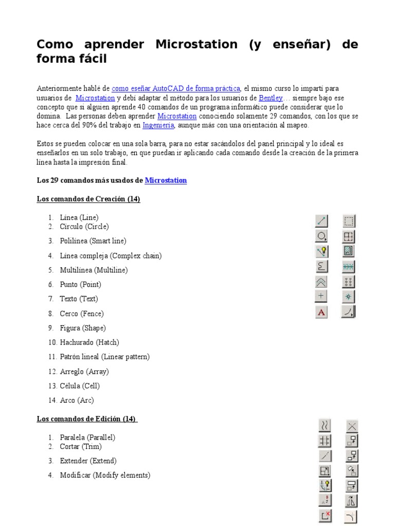 Como Aprender Microstation - 29 Comandos | PDF | Animación por ...