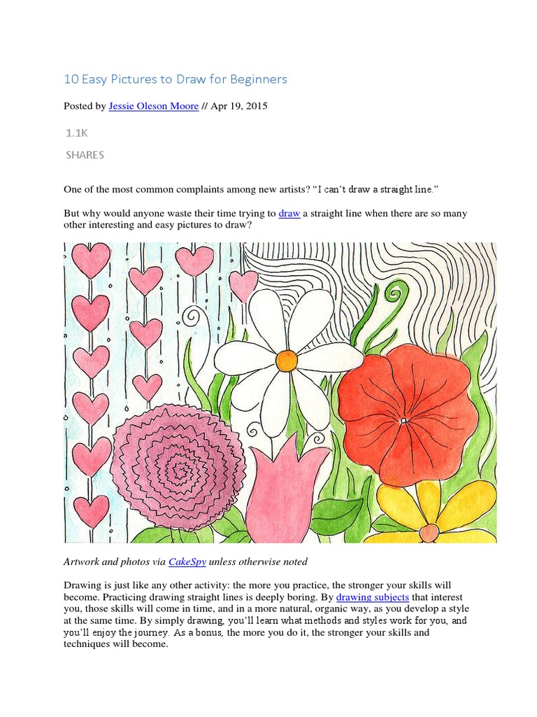 10 Easy Pictures to Draw for Beginners | PDF | Drawing