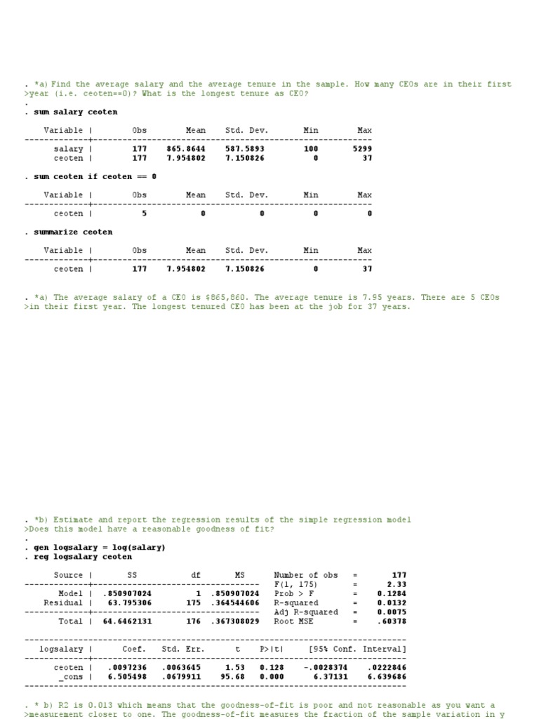 Econometrics: Assignment 1 | PDF | Coefficient Of Determination | Dependent And Independent ...