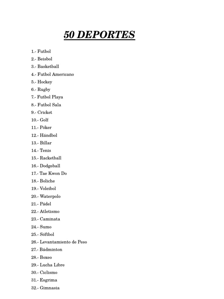50 Tipos de Deportes en el Mundo | PDF | Asociación de Futbol | Tiro al ...