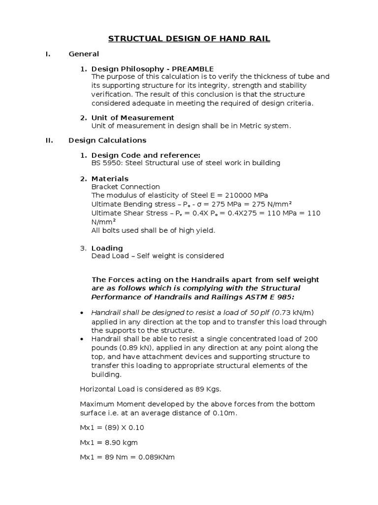Structural Design of Handrail | PDF | Strength Of Materials | Screw