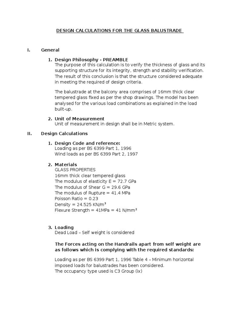 Structural Design Calculations for a 16mm Tempered Glass Balustrade ...