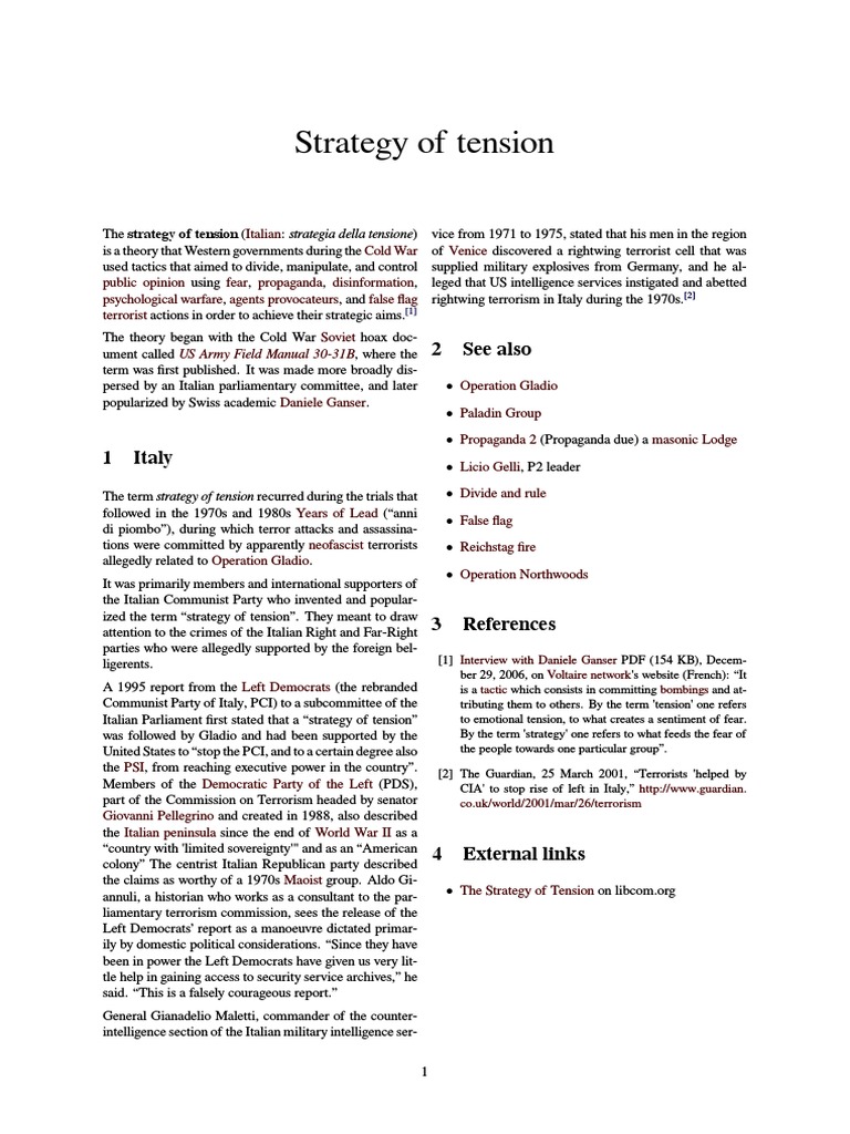 Strategy of Tension | PDF | National Security | Italy