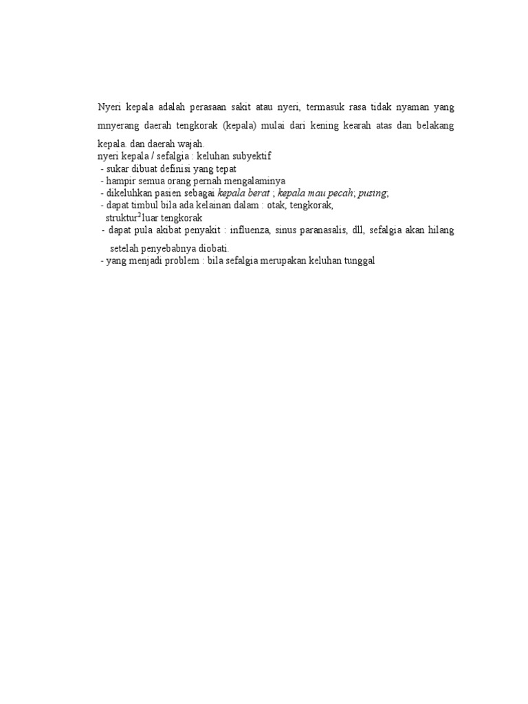 Definisi Sefalgia | PDF