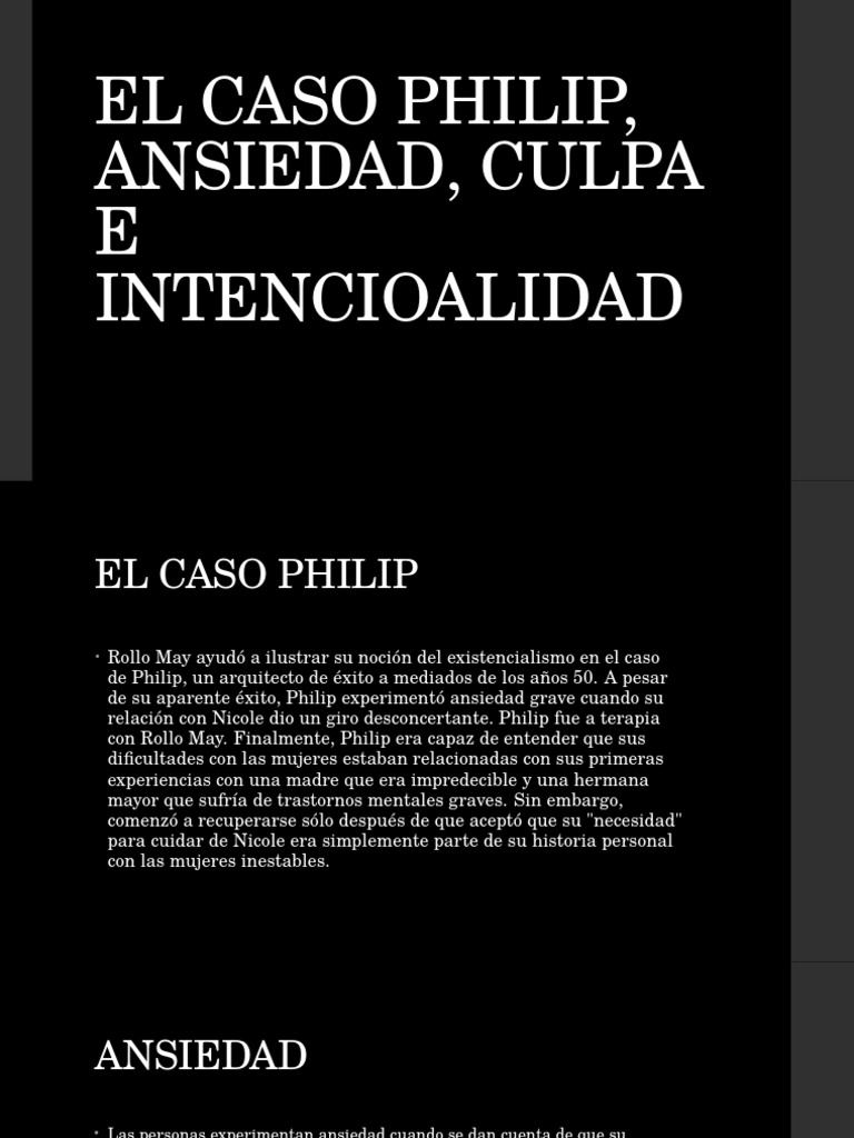 (Rollo May) Caso Philip, Ansiedad Culpa e Intencionalidad | PDF ...