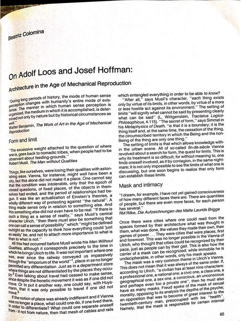 On Adolf Loos and Joseph Hofmann | PDF