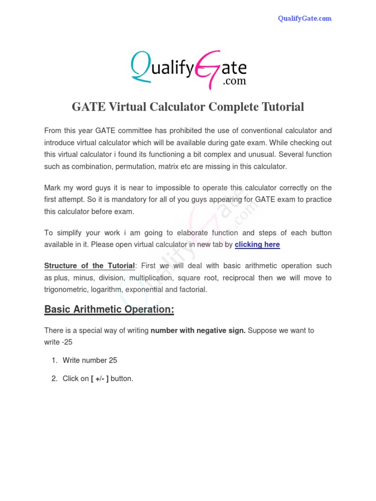 GATE Virtual Calculator User Guide | PDF | Sine | Trigonometric Functions