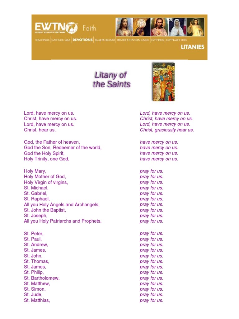 Litany of The Saints | PDF | Mercy | Jesus