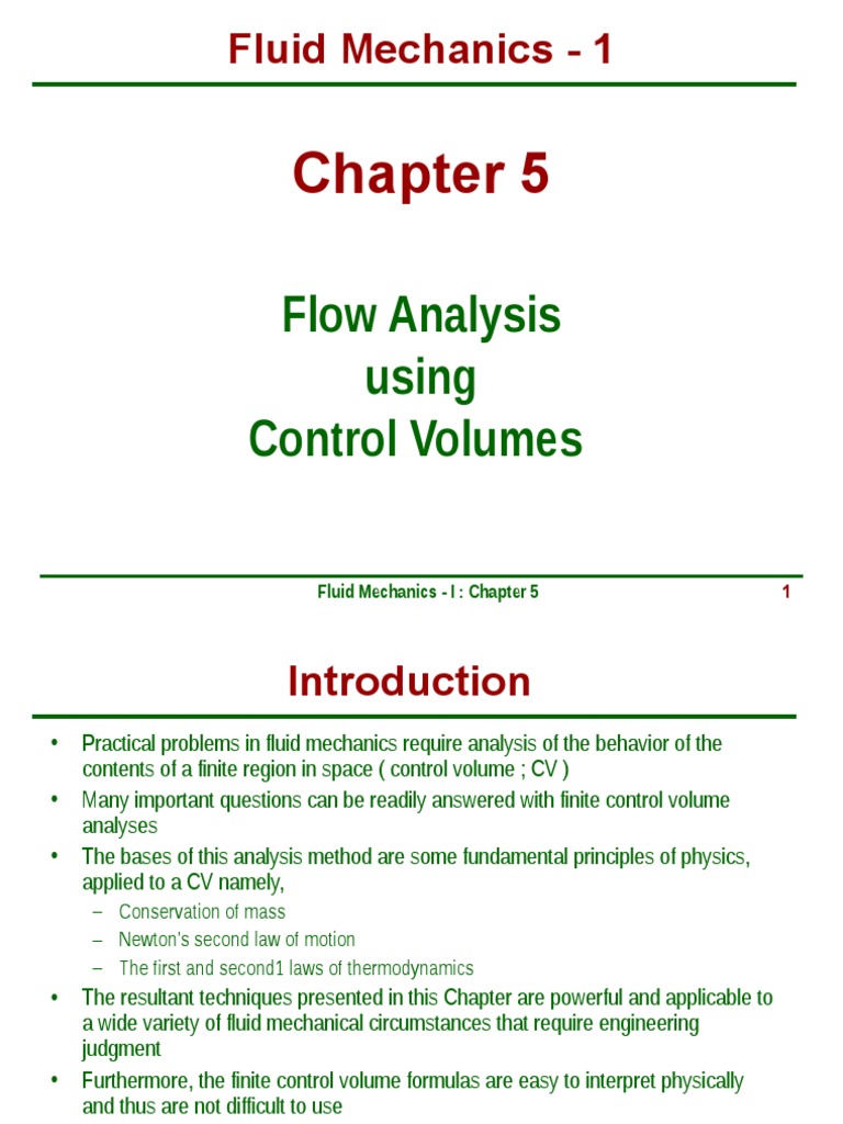 Ch5 Flow Analysis CV | PDF | Fluid Dynamics | Momentum