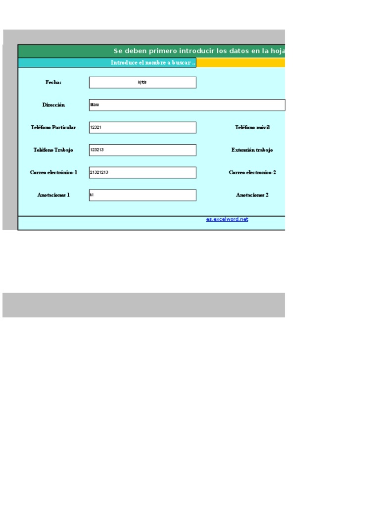 Plantilla de Agenda Telefonica para Excel | PDF