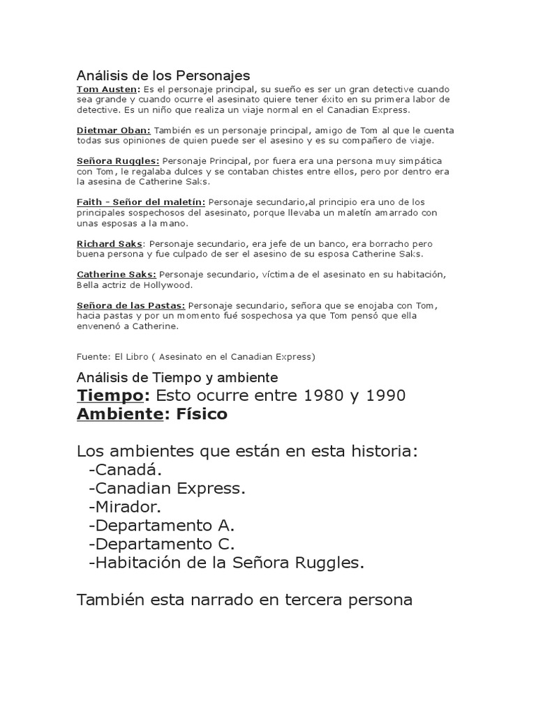 Análisis de Los Personajes | PDF