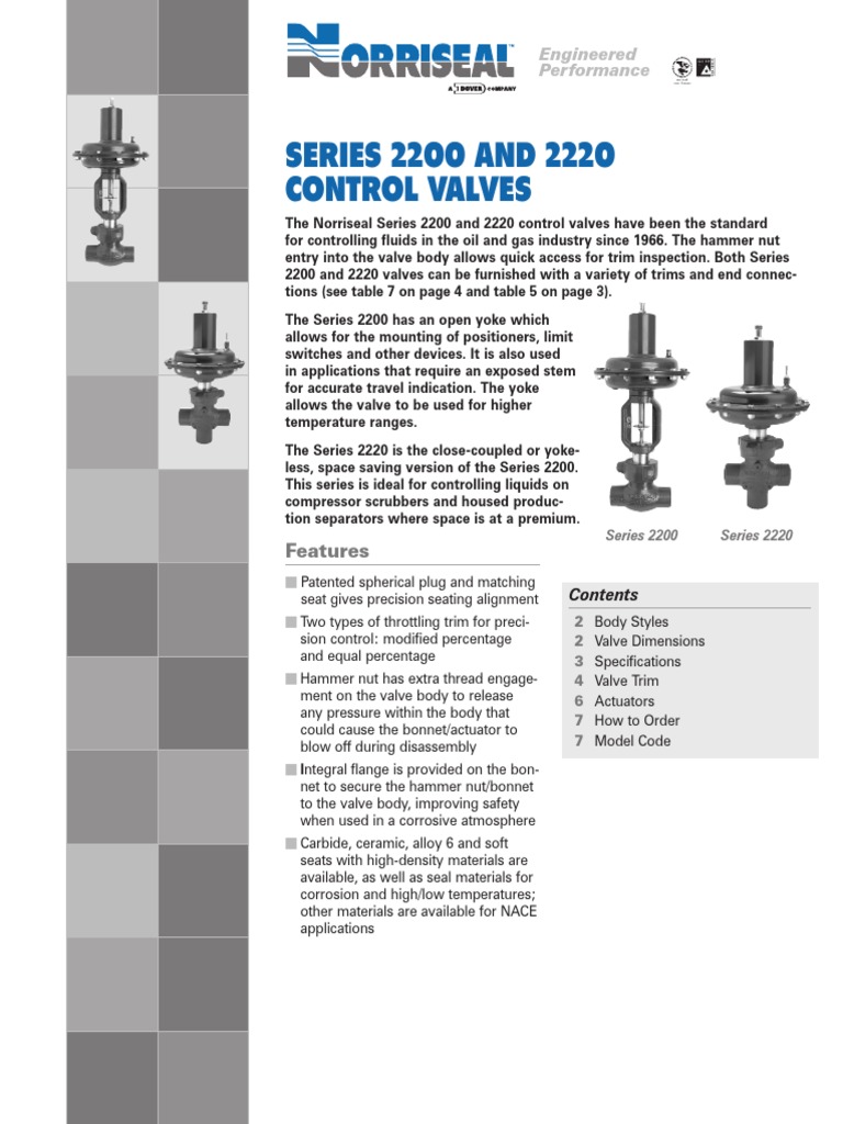VALVULAS - Series2200, NORRISEAL | PDF | Valve | Mechanical Engineering