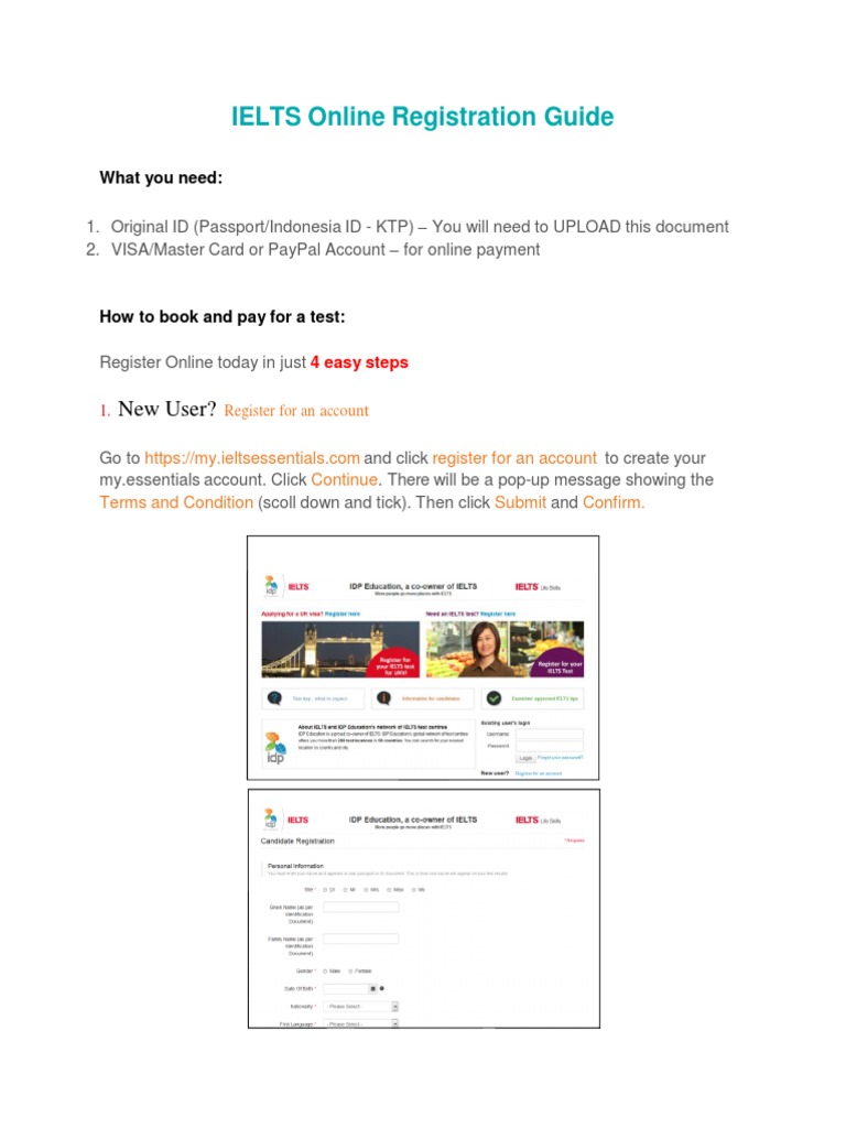 IELTS Online Registration Steps | PDF | International English Language ...