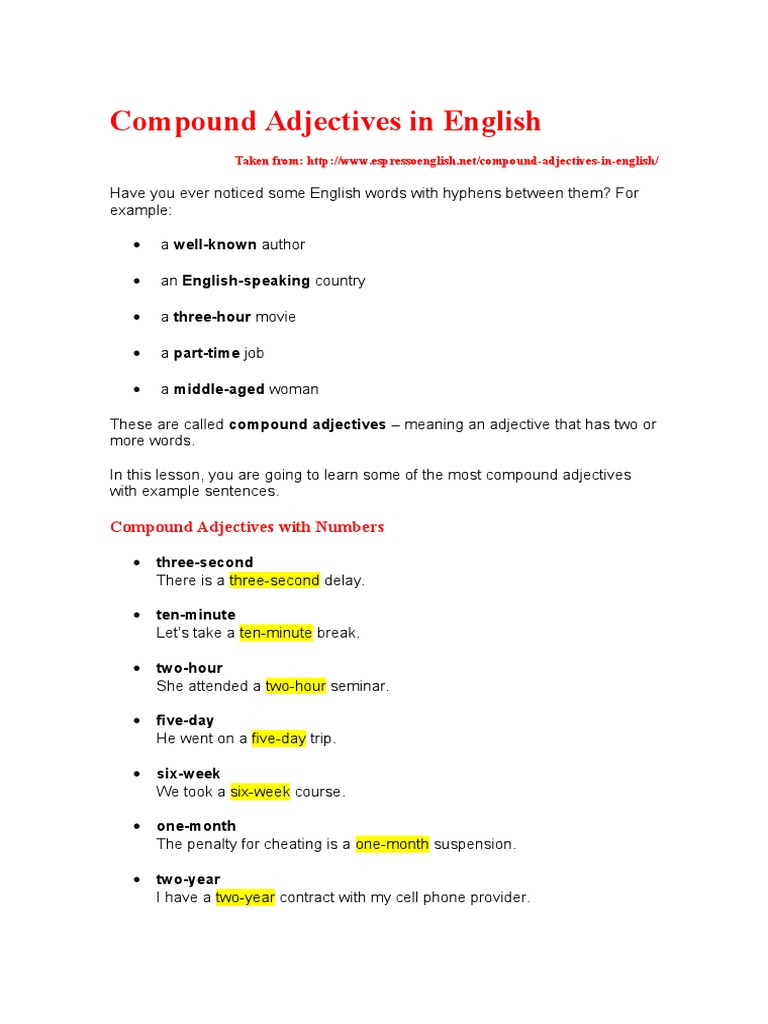 Compound Adjectives in English | PDF | Morphology | Onomastics