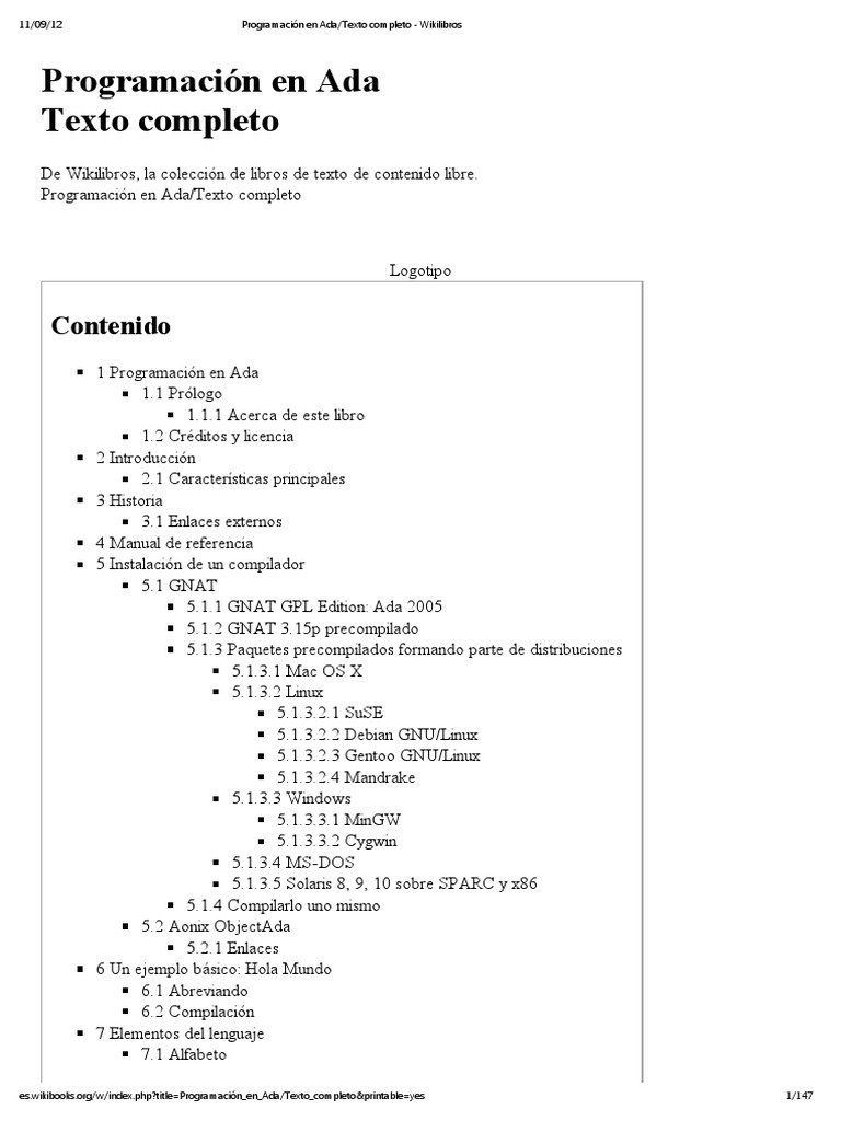 Programación en Ada PDF | PDF | Lenguaje de programación | Programa de ...